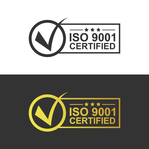 Iso 9001 certified label design image Royalty Free Vector