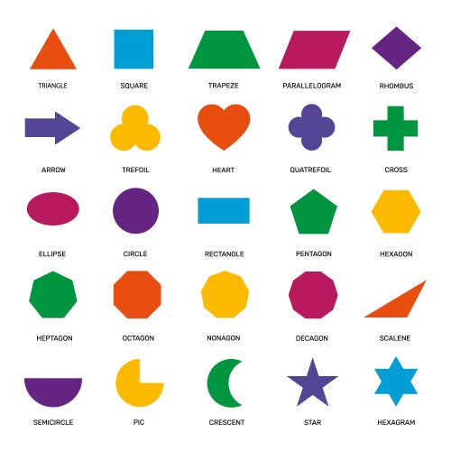 Complete each pattern learn shapes and geometric Vector Image