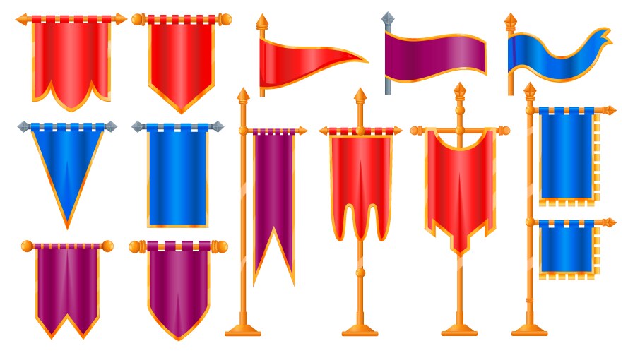 Medieval royal banner classical victorian flags Vector Image