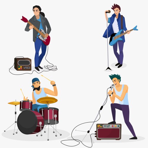 Rock musicians and singers isolated on white Vector Image