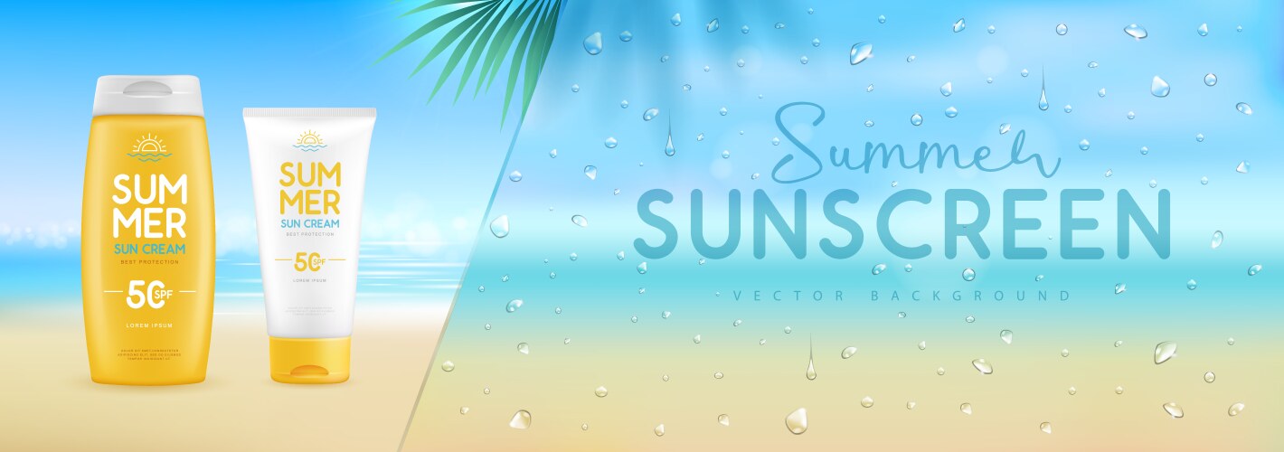 Sunscreen ad banner template Royalty Free Vector Image