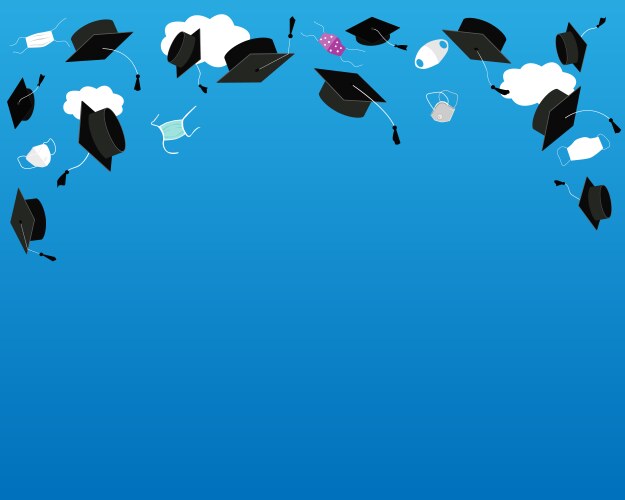 Graduation caps in the air graduate background Vector Image