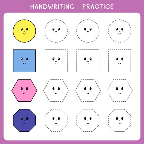 Handwriting practice sheet Royalty Free Vector Image