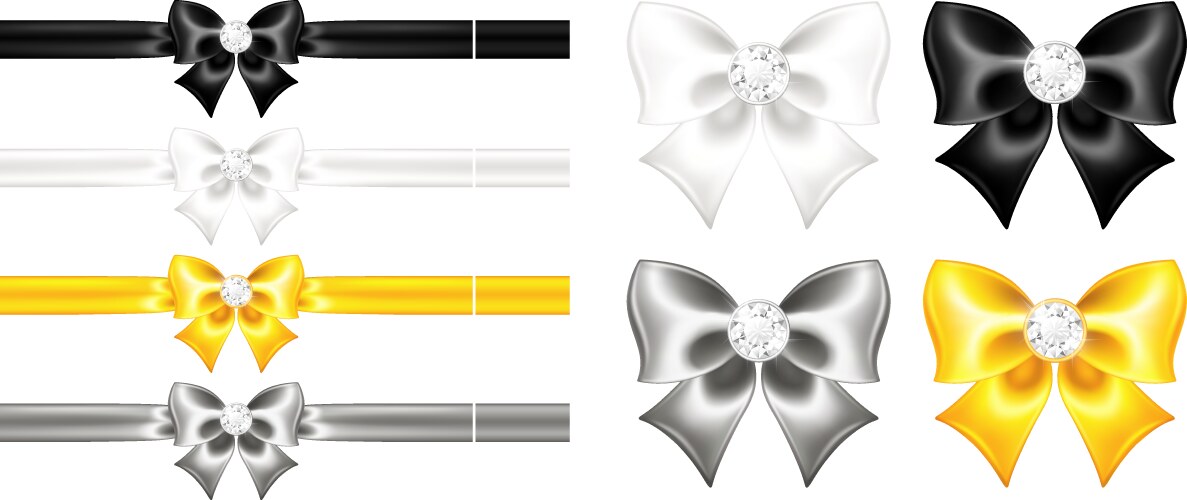 Holiday bows with diamonds and ribbons Royalty Free Vector