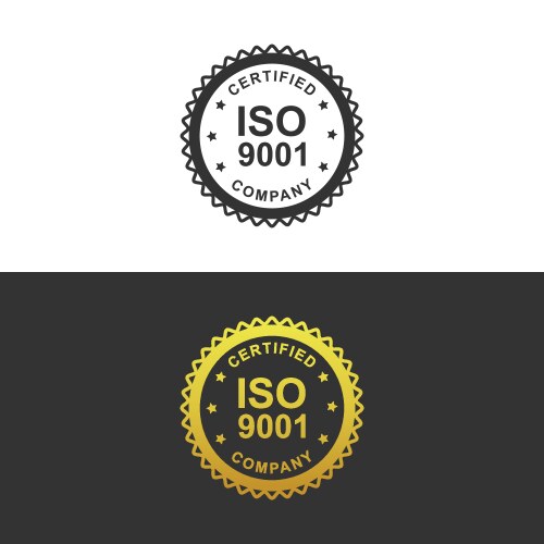 Iso 9001 certified label design image Royalty Free Vector