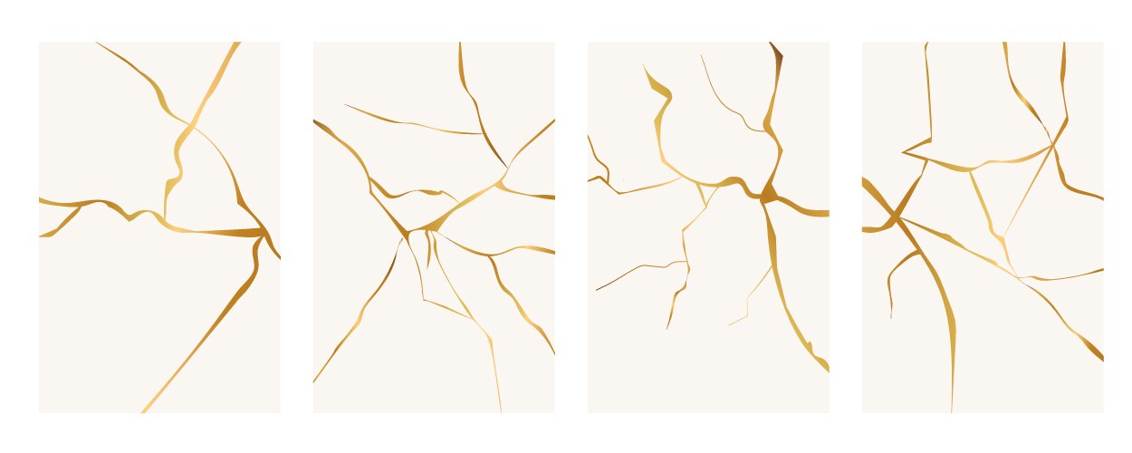 Kintsugi gold simple break lines asian geometric Vector Image