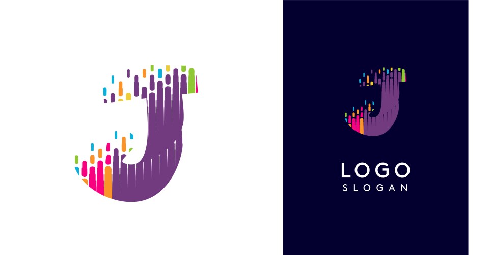 Colorful stripes transitioning into pixel-like Vector Image