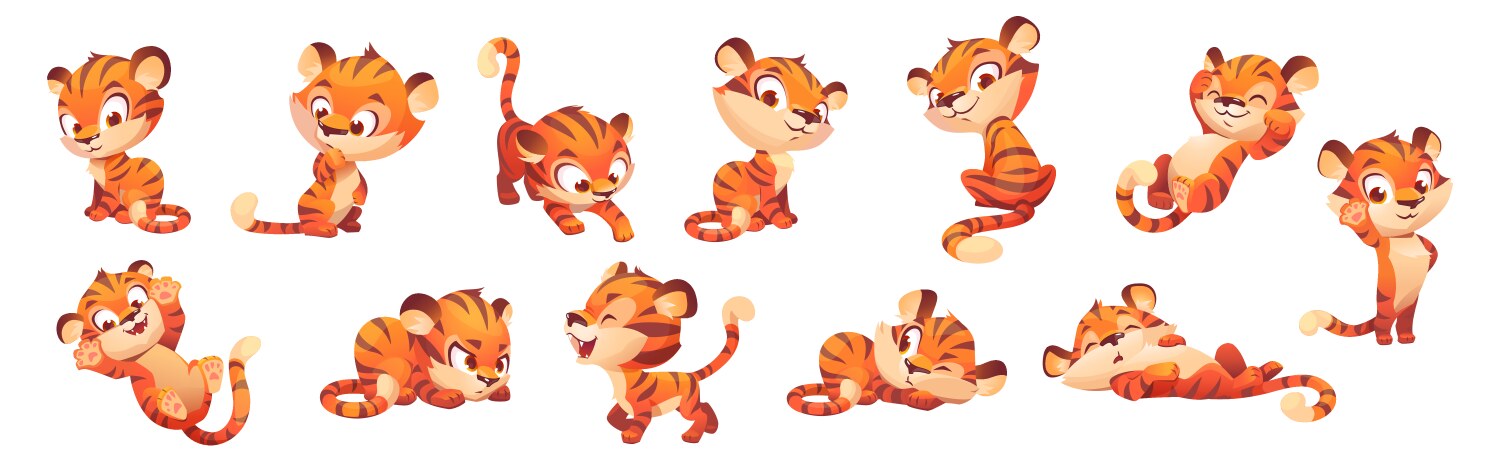 Cute baby tiger character sleep and peep Vector Image