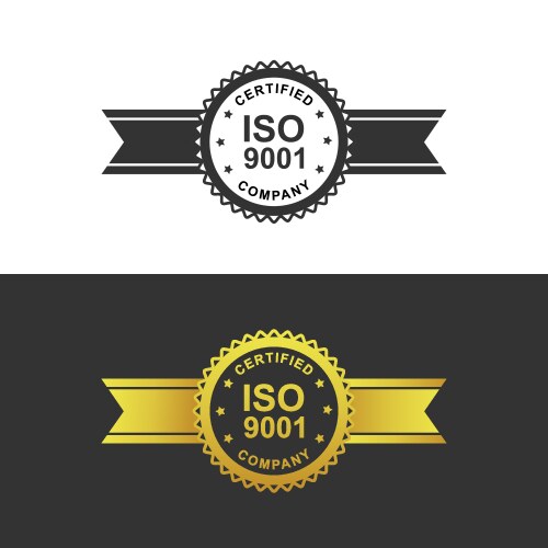 Iso 9001 certified label design image Royalty Free Vector