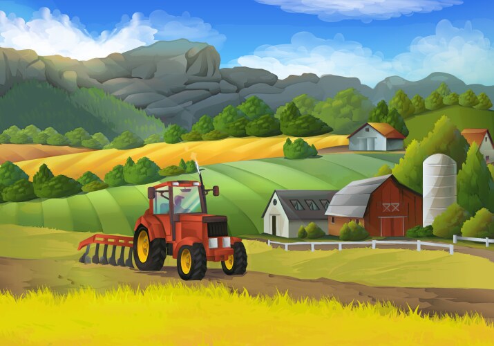 Farm rural landscape set Royalty Free Vector Image