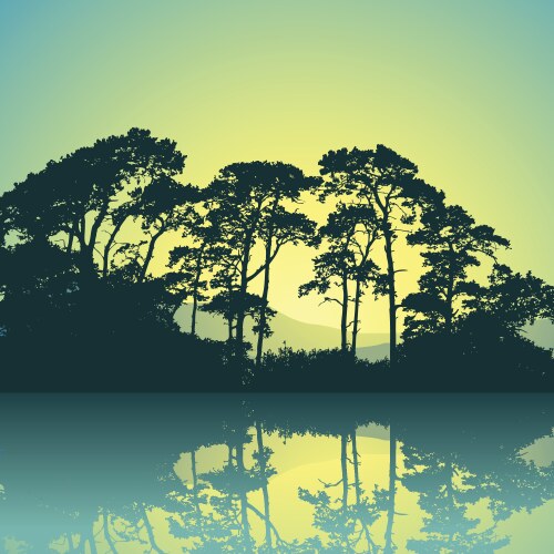 Lake Silhouette Trees Vector Images (over 8,900)