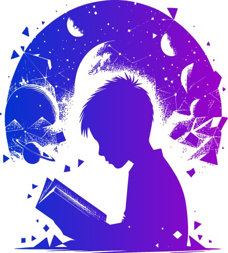 Worldly wisdom boy reading Royalty Free Vector Image