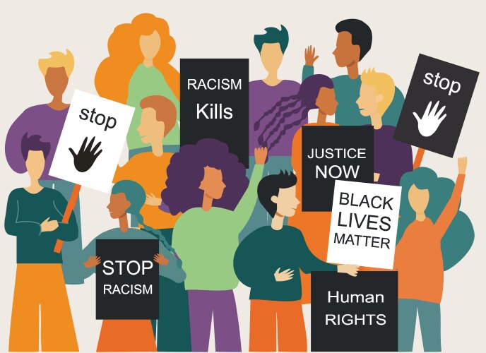 Stop racism hands with different skin colors Vector Image