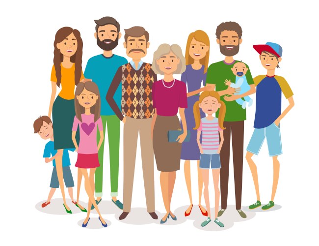 A big family Royalty Free Vector Image - VectorStock