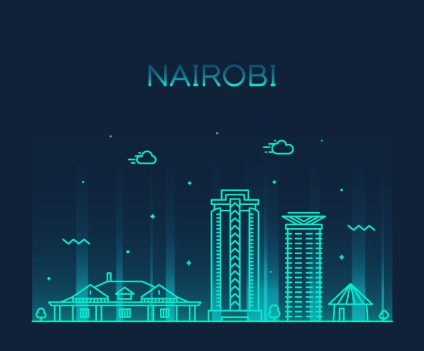 Nairobi skyline kenya hand drawn sketch Royalty Free Vector