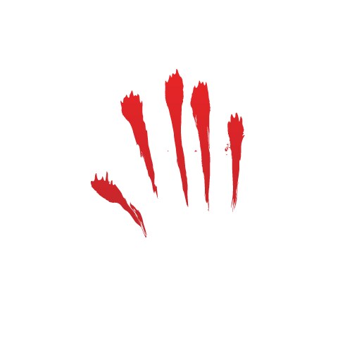 Bloody hand print set isolated white background Vector Image