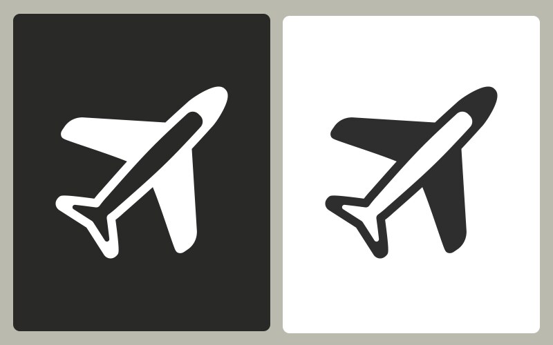 Airplane on runway black glyph icon Royalty Free Vector