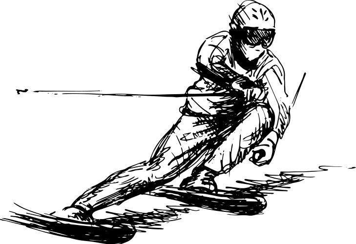 A smiling man skiing skier Royalty Free Vector Image