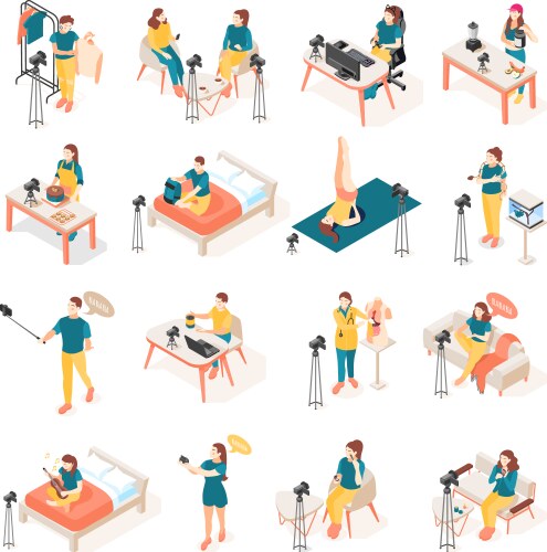 Online vloggers and bloggers food beauty Vector Image