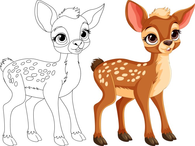 A cute cartoon fawn colored and outlined Vector Image