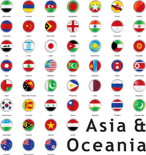 All american country flags icons circle shape Vector Image