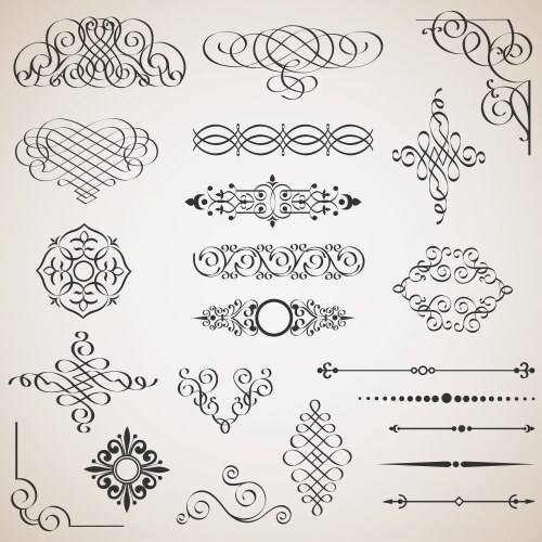 Set calligraphic design elements Royalty Free Vector Image