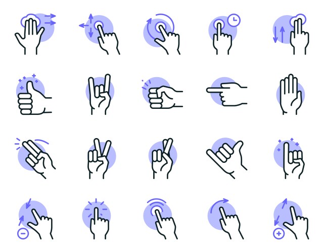 Gesture icon set Royalty Free Vector Image - VectorStock