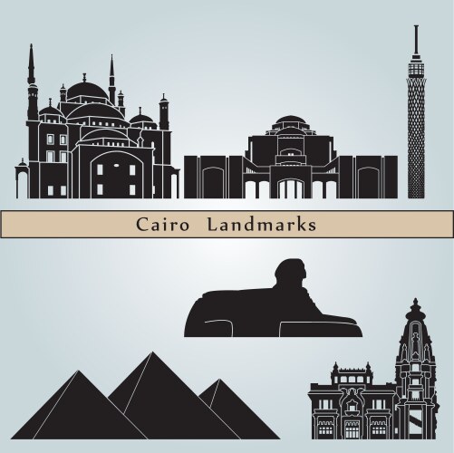 Cairo skyline egypt city buildings line art Vector Image