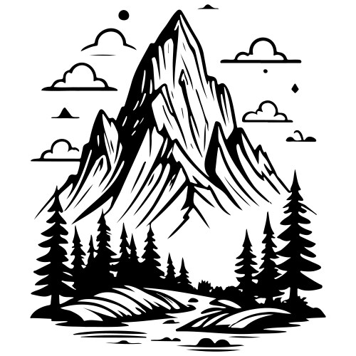 Cartoon mountain drawing outline line Royalty Free Vector