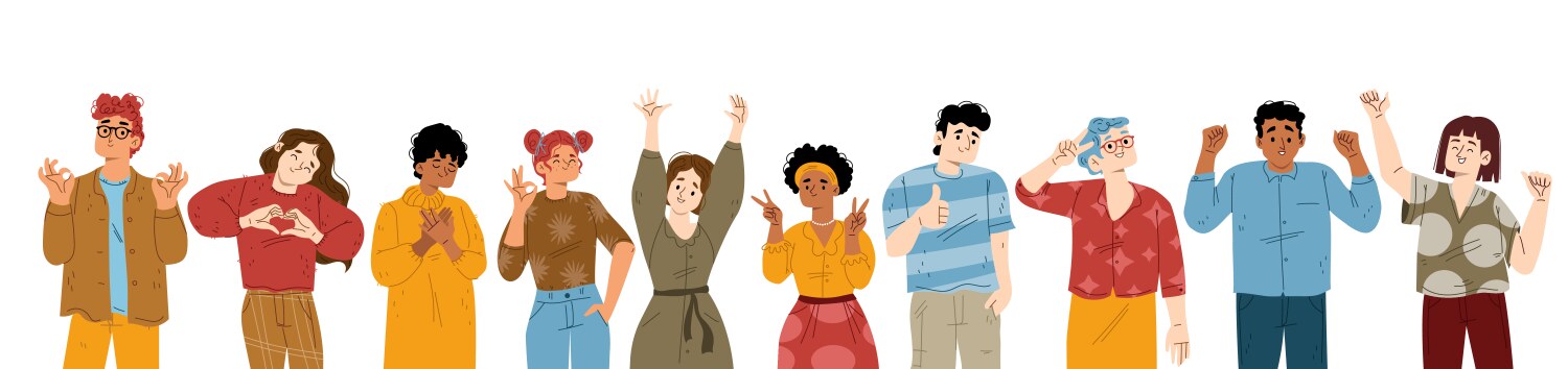 Happy people positive gestures body language Vector Image