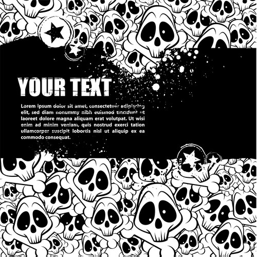 Burning skull on black background Royalty Free Vector Image