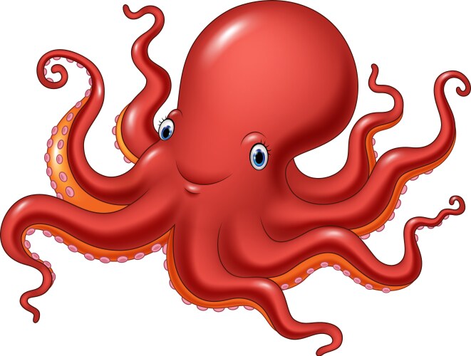 Cute octopus cartoon on white background Vector Image