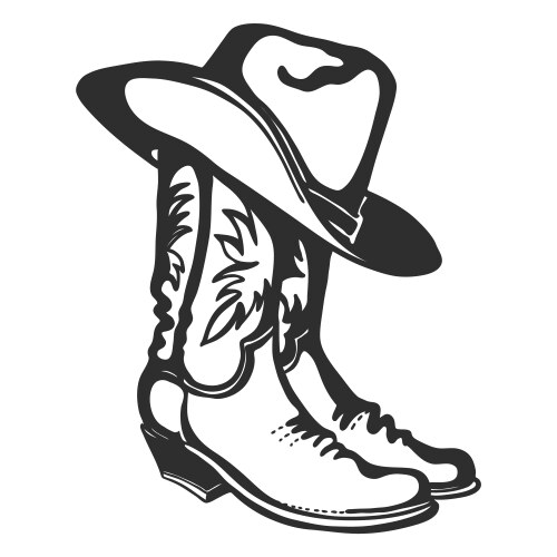 Cowboy boots and hat graphic isolated Royalty Free Vector