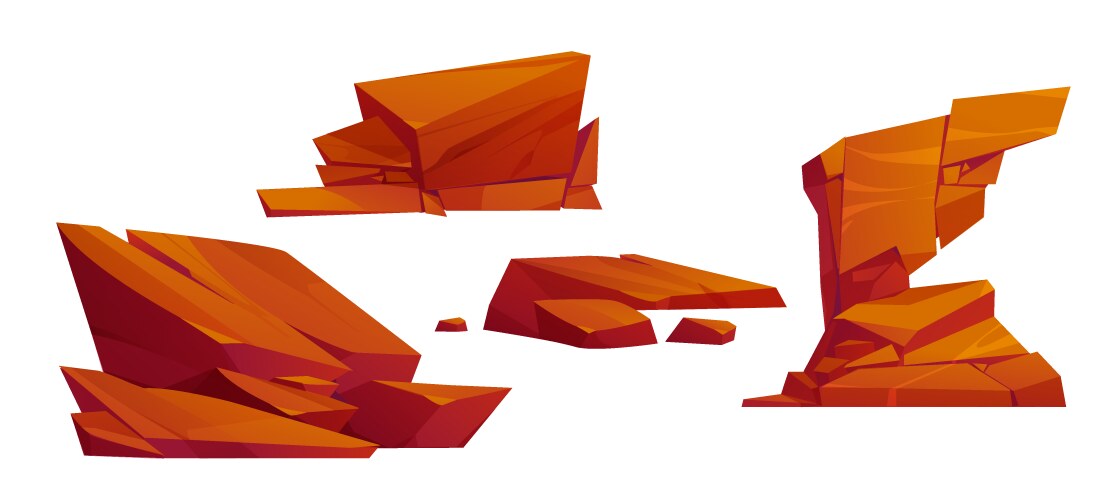 Desert stones mountain rock lumps and pieces set Vector Image