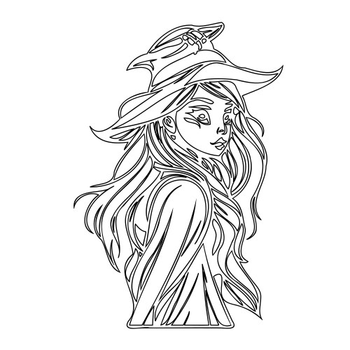 Witch outline sketch Royalty Free Vector Image