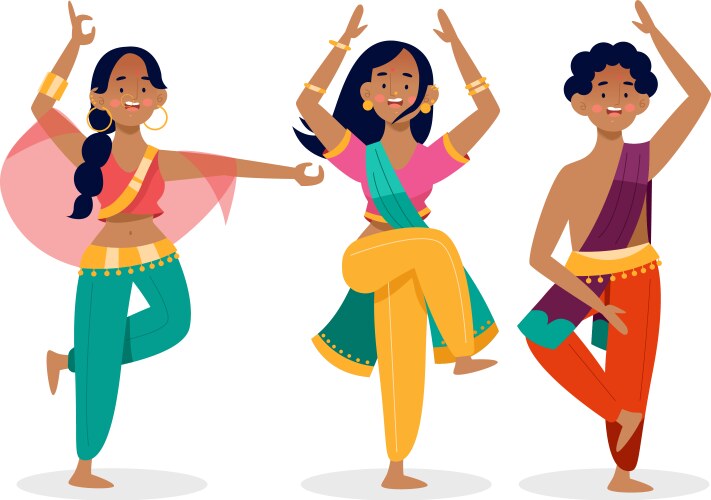 People dancing bollywood Royalty Free Vector Image