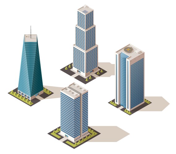 Building set and skyscrapers Royalty Free Vector Image