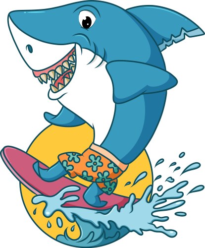 Cartoon boy and shark Royalty Free Vector Image
