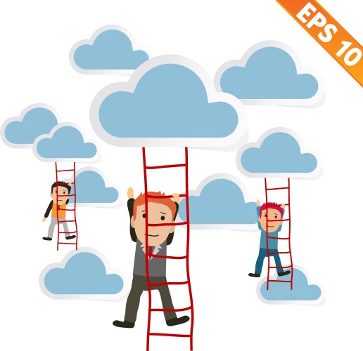 Cartoon businessman climbing ladder Royalty Free Vector
