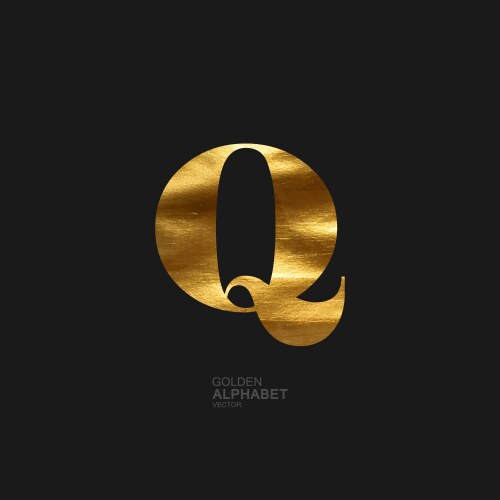 Golden letter q shiny symbol Royalty Free Vector Image