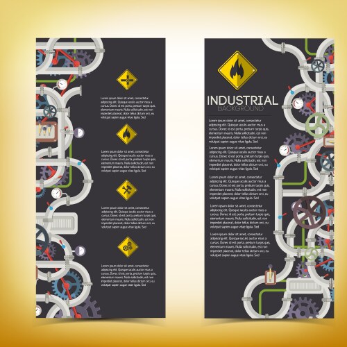 Industrial machinery horizontal banners Royalty Free Vector