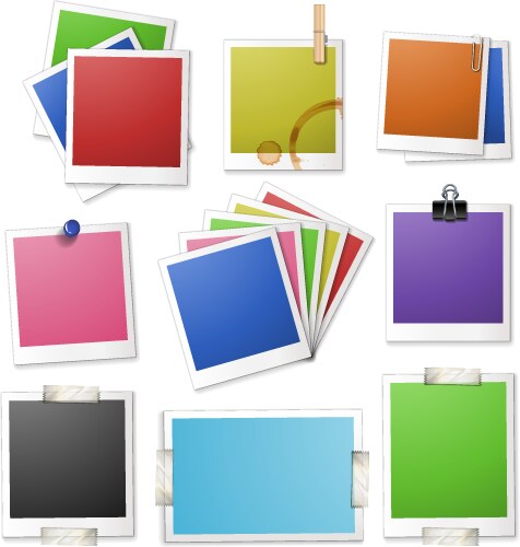 Empty photo frames paper notes Royalty Free Vector Image