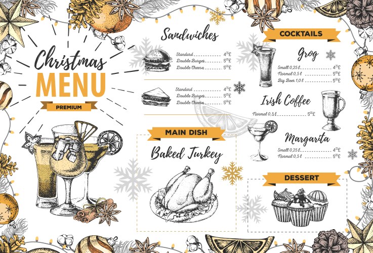 Hand drawn menu elements set Royalty Free Vector Image