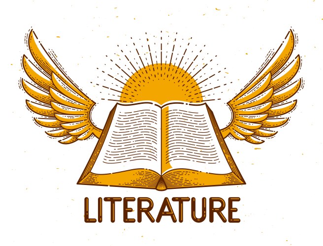 Secret knowledge vintage open winged book Vector Image