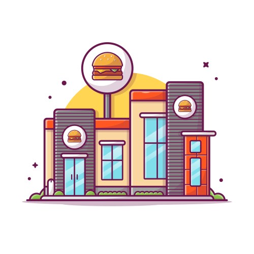 Restaurants and shops facade storefront Royalty Free Vector