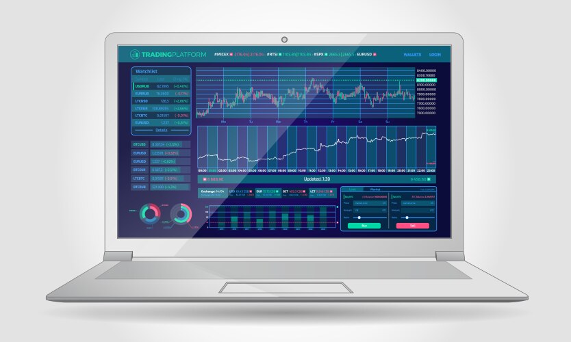 Trading platform interface with infographic Vector Image