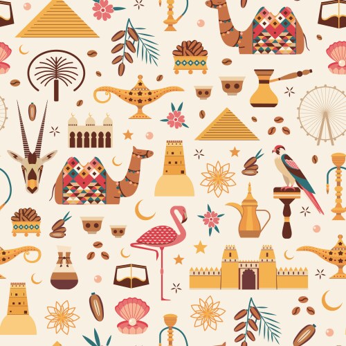 Arab world pattern with arabic culture symbols Vector Image