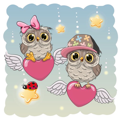 Owls in love Royalty Free Vector Image - VectorStock