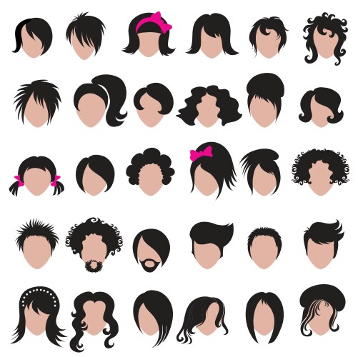 Set of hair styling Royalty Free Vector Image - VectorStock