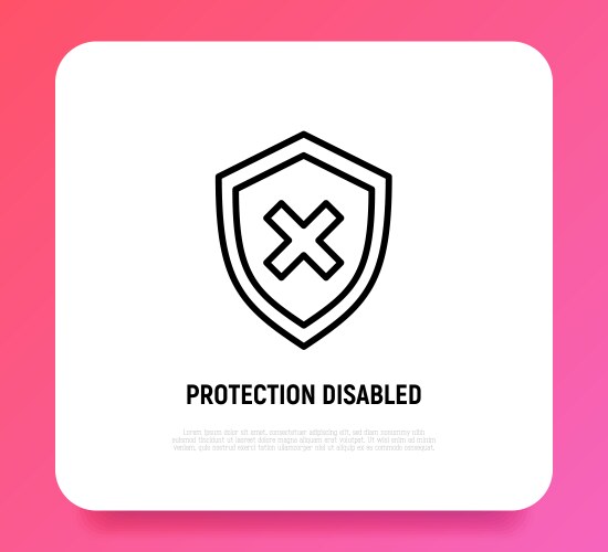 Security disabled thin line icon shield Royalty Free Vector